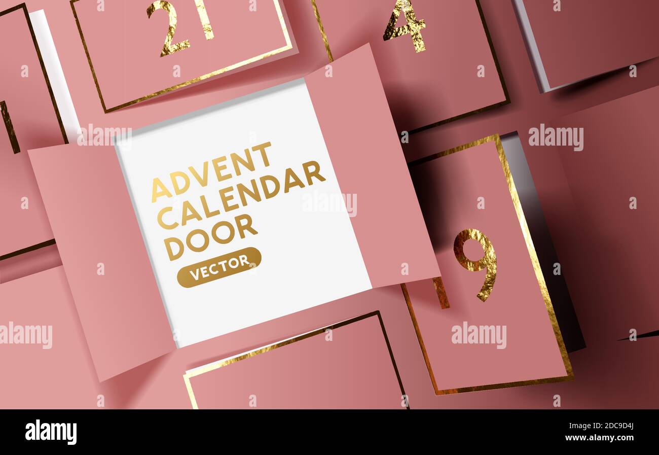 Christmas advent calendar door opening to reveal a message. Realistic ...