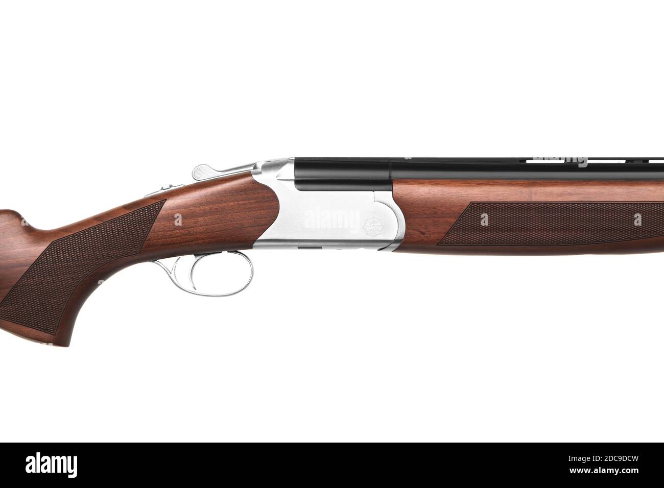 Classic double-barrell smooth-bore hunting rifle isolated on white ...