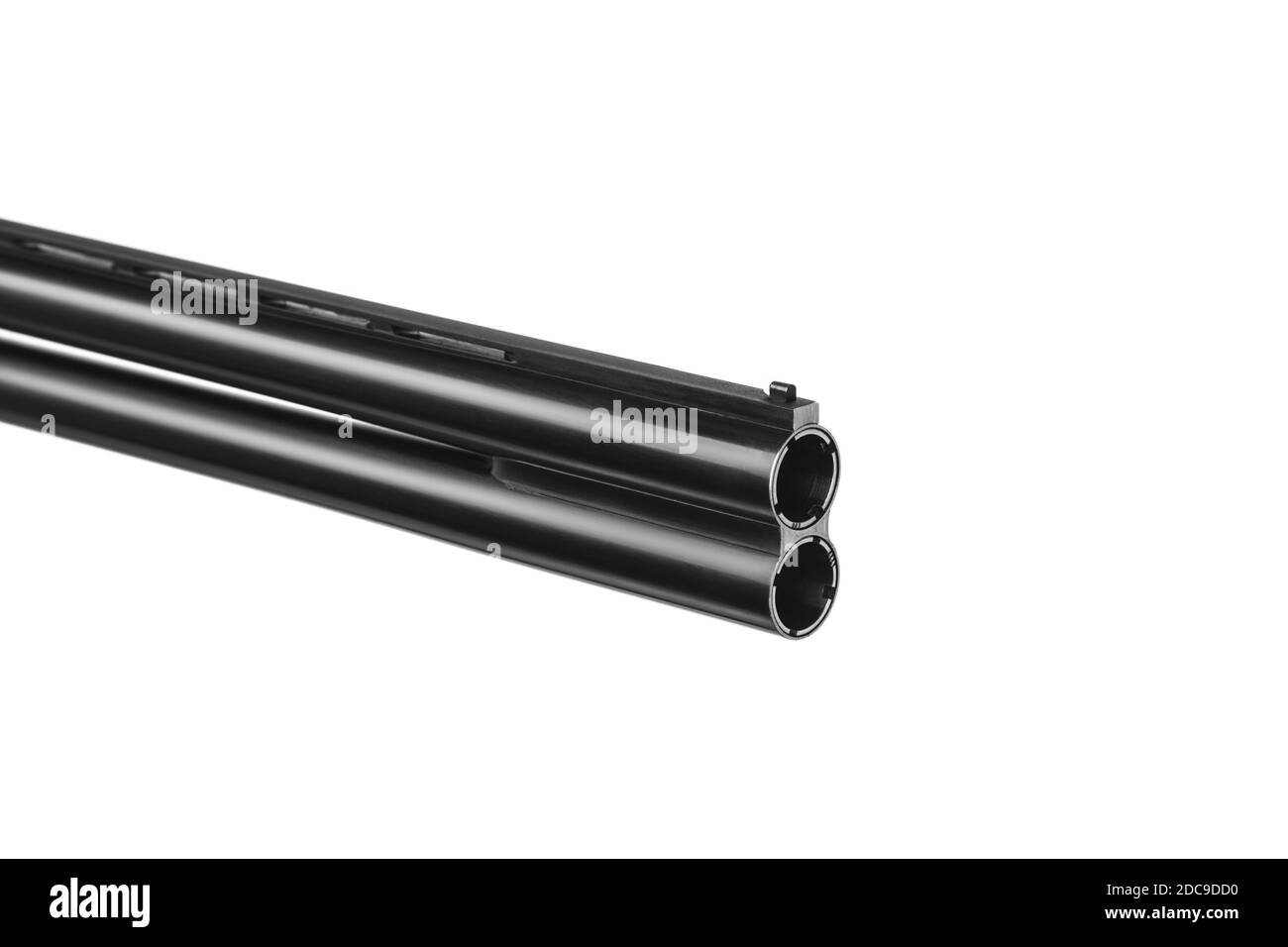 Classic double-barrell smooth-bore hunting rifle isolated on white ...