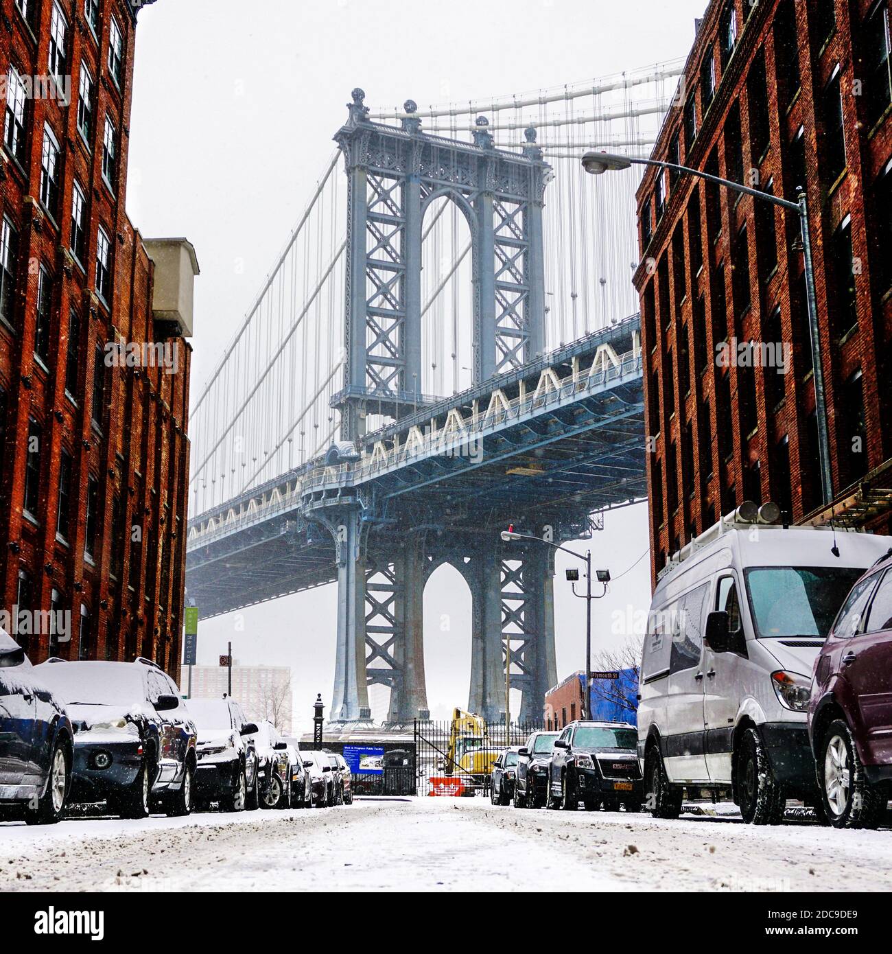 New York City Winter Street Scene Snow Falling High Resolution Stock ...