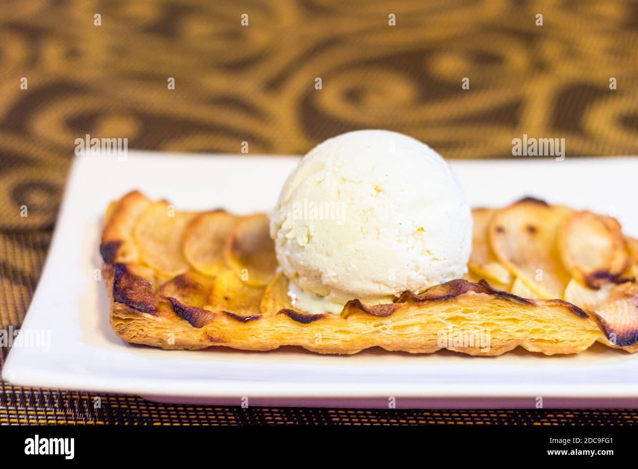French apple pie ala mode at a cafe in Davao City, Philippines Stock ...