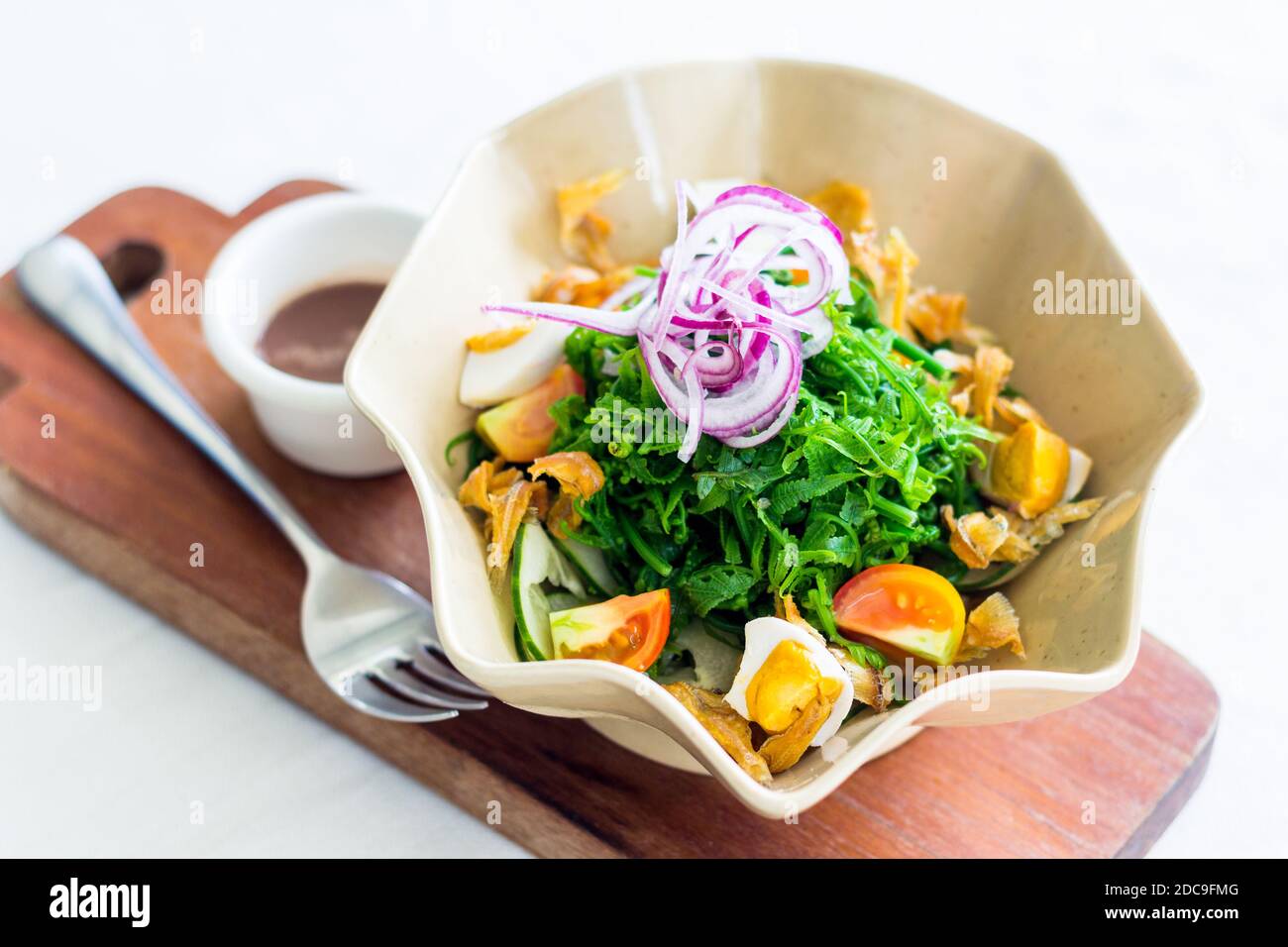 A Filipino Fern Salad With Salted Eggs At A Restaurant In Baler