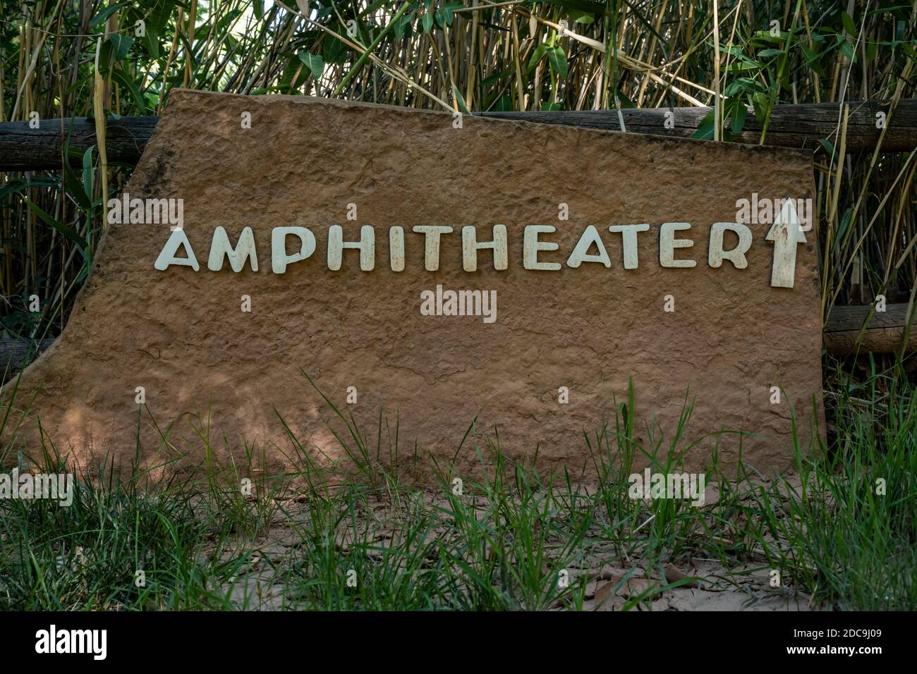 Amphitheater Directional Sign at Campground Stock Photo - Alamy