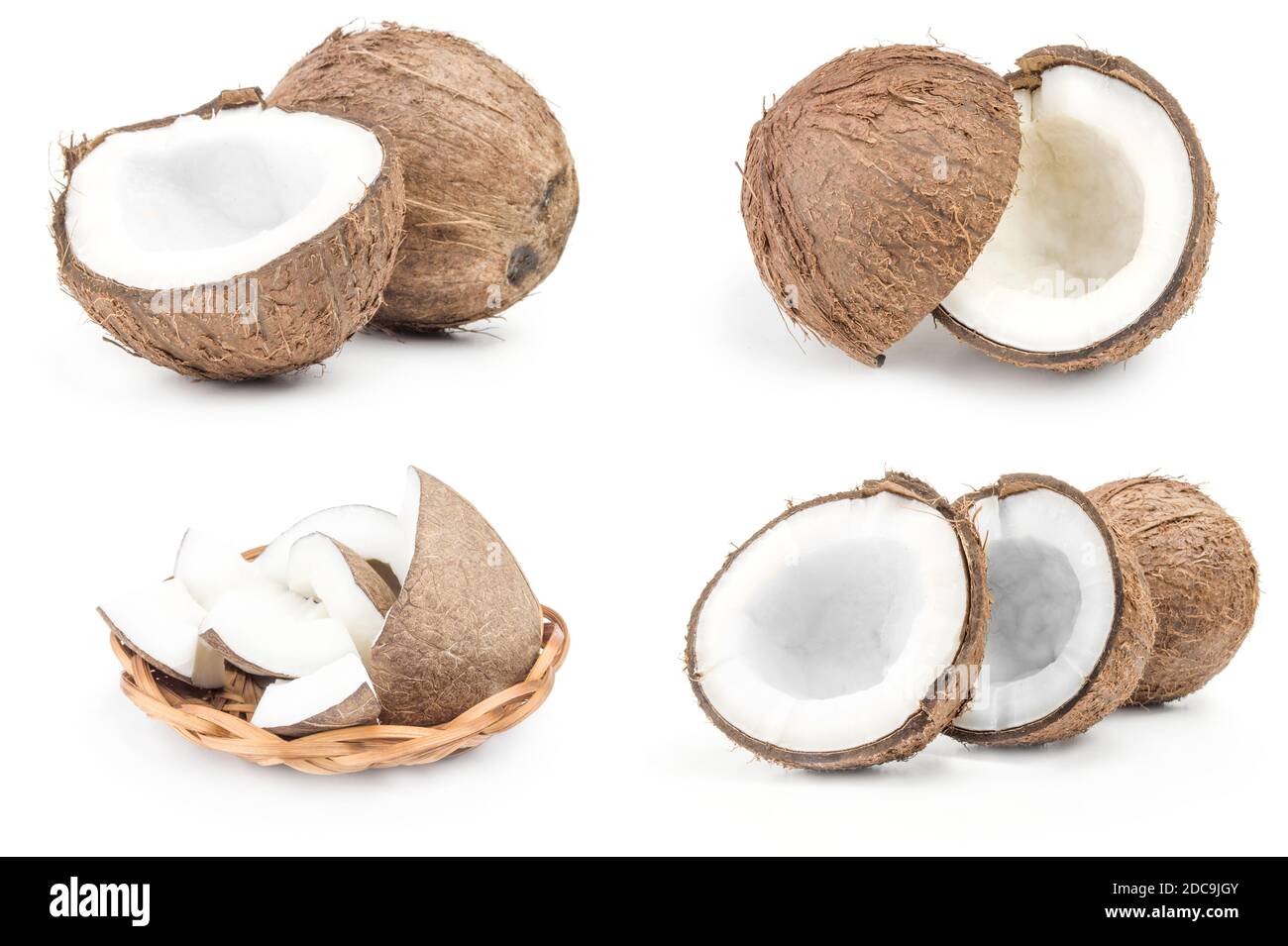 Set of coconut isolated on a white background cutout Stock Photo - Alamy