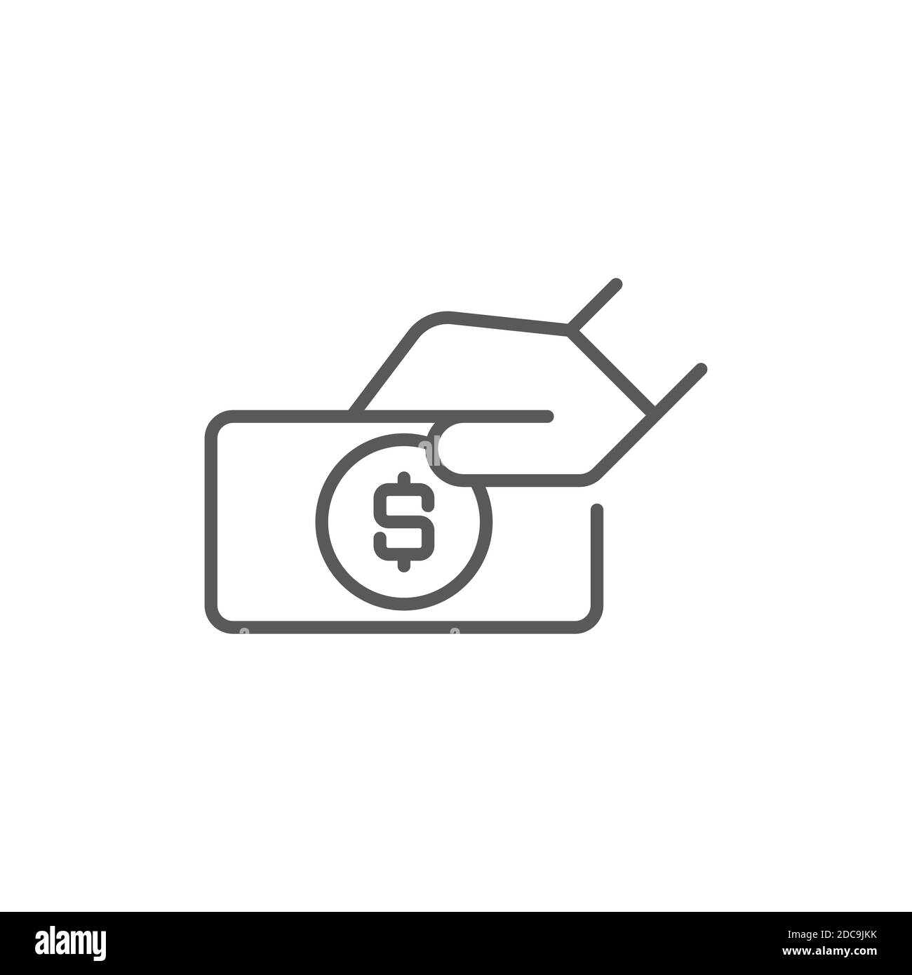 Donation hand with money icon, color, line, outline vector sign, linear ...