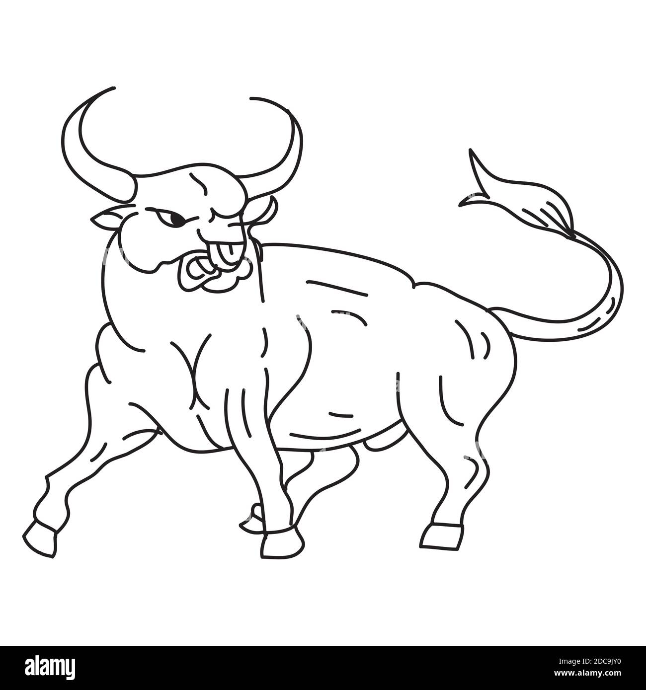 Hand drawn of an ox. 2021 zodiac. Line art Stock Vector Image & Art - Alamy