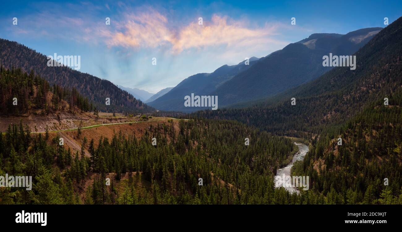 Aerial Panoramic View of a Scenic Dirt Road Stock Photo - Alamy