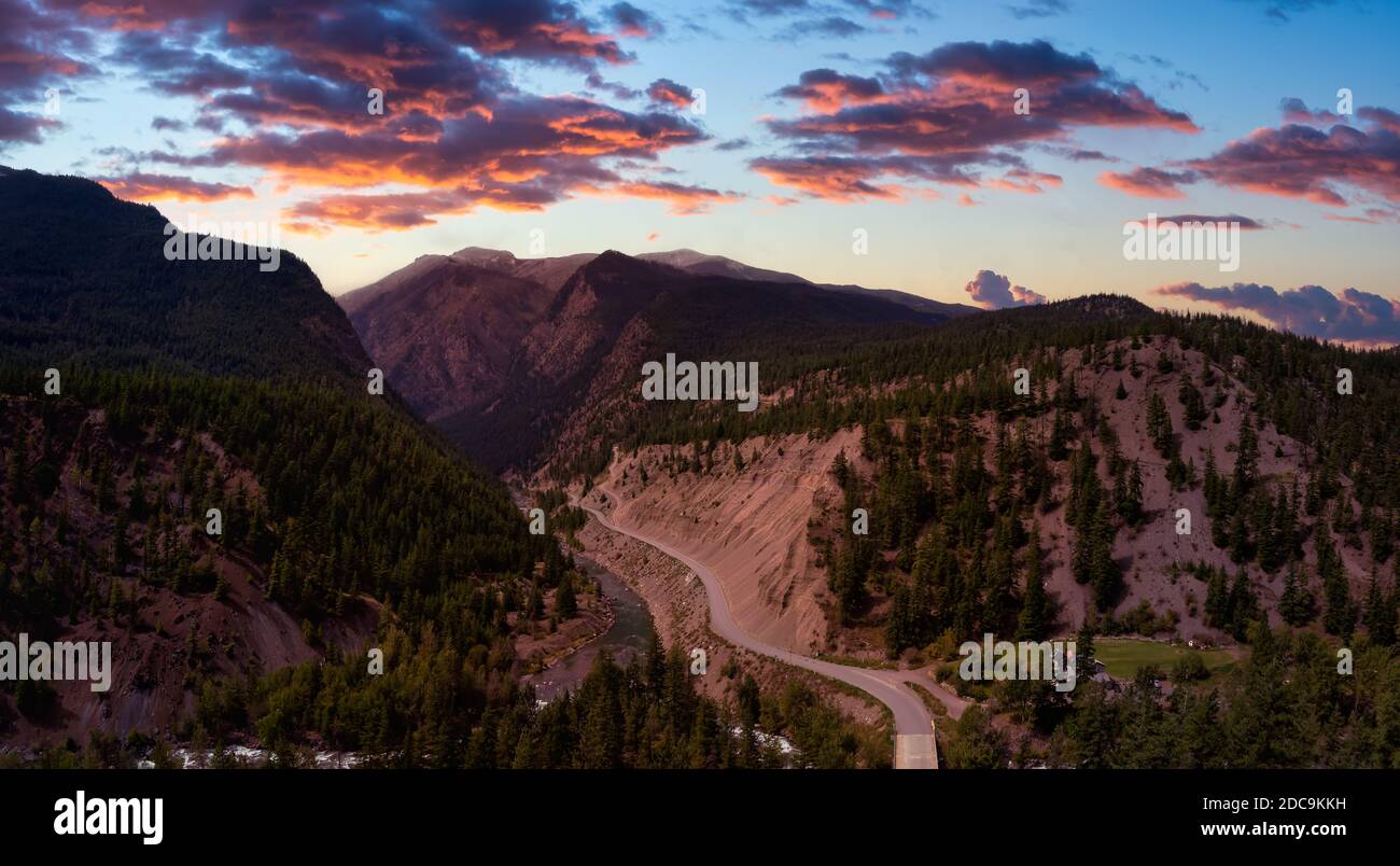 Aerial Panoramic View of a Scenic Dirt Road Stock Photo - Alamy