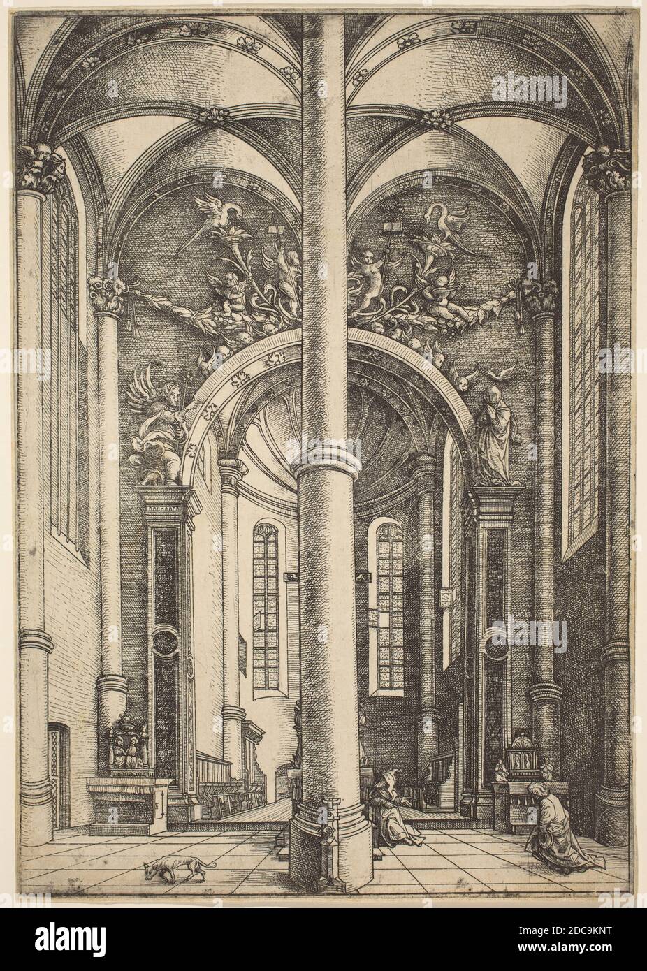 Daniel Hopfer, (artist), German, c. 1470 - 1536, Interior of the Church ...