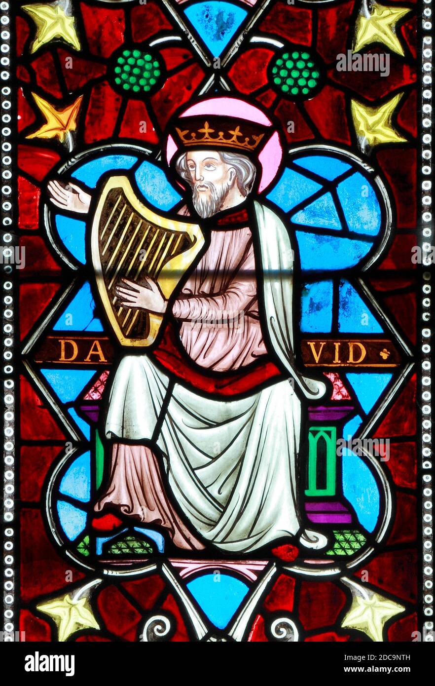 King David, with Harp, stained glass window, Old Hunstanton, by ...