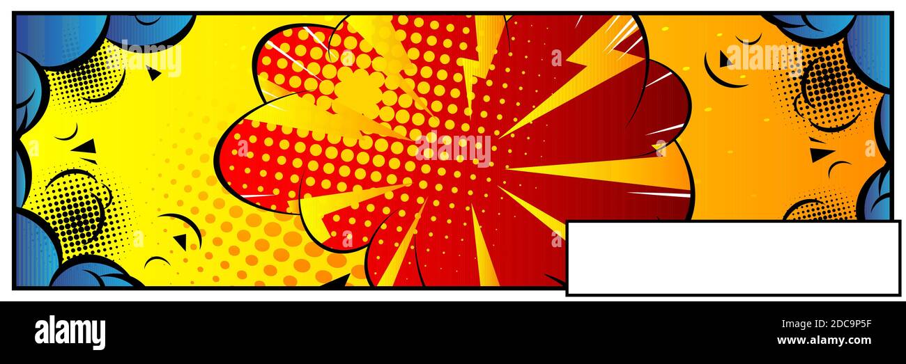 Comic book colored background for banner. Vector cartoon illustration ...