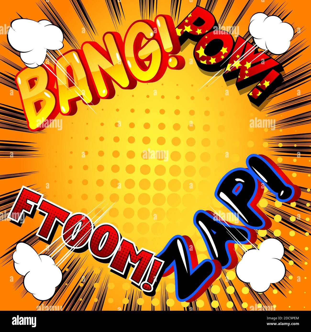 Comic book background with word sound effects. Vector illustrated ...