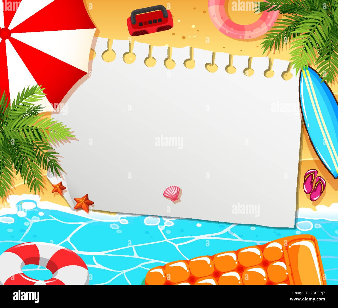 Blank paper not template summer theme illustration Stock Vector Image ...