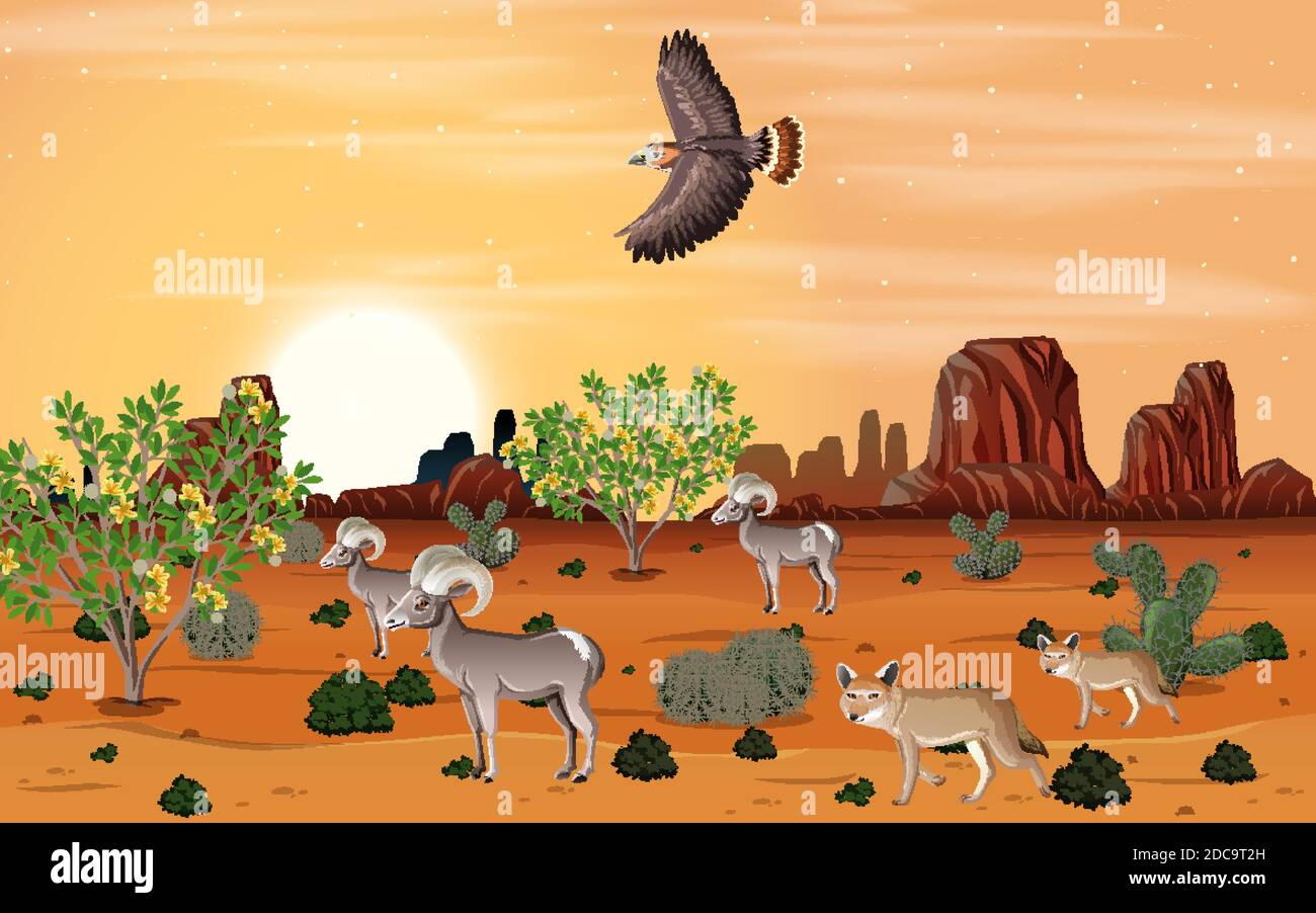 Wild desert landscape at daytime scene illustration Stock Vector Image ...