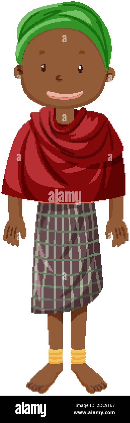 Ethnic people of African tribes in traditional clothing cartoon ...