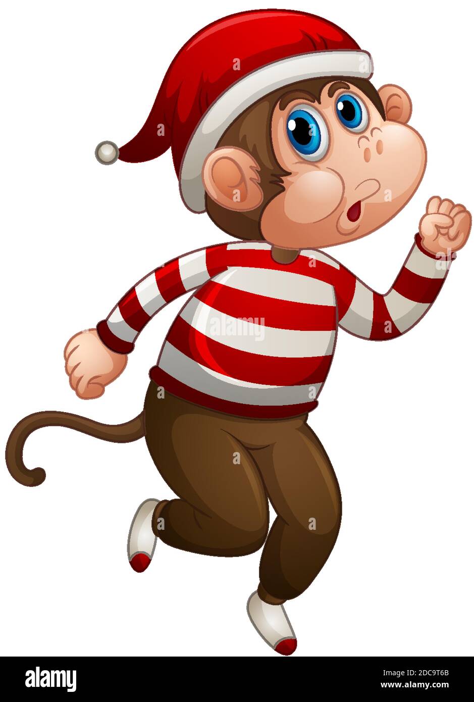 A cute monkey wearing t-shirt cartoon character isolated on white ...