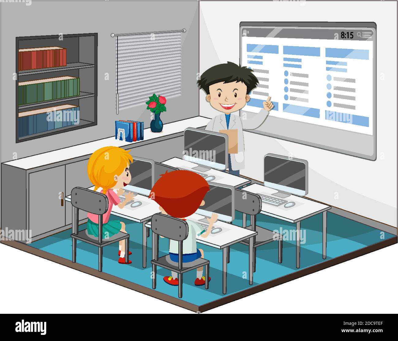 Computers classroom display Stock Vector Images - Alamy