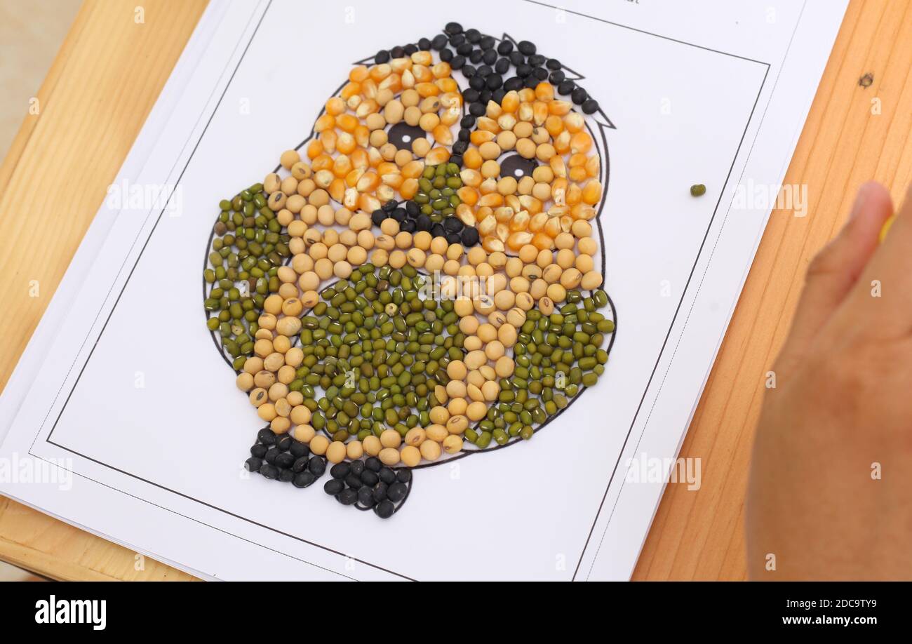 Collage from whole grains. Attach seeds to an image. Activities to ...