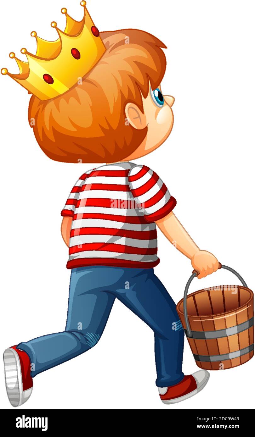 Back side of young boy wearing crown on white background illustration ...