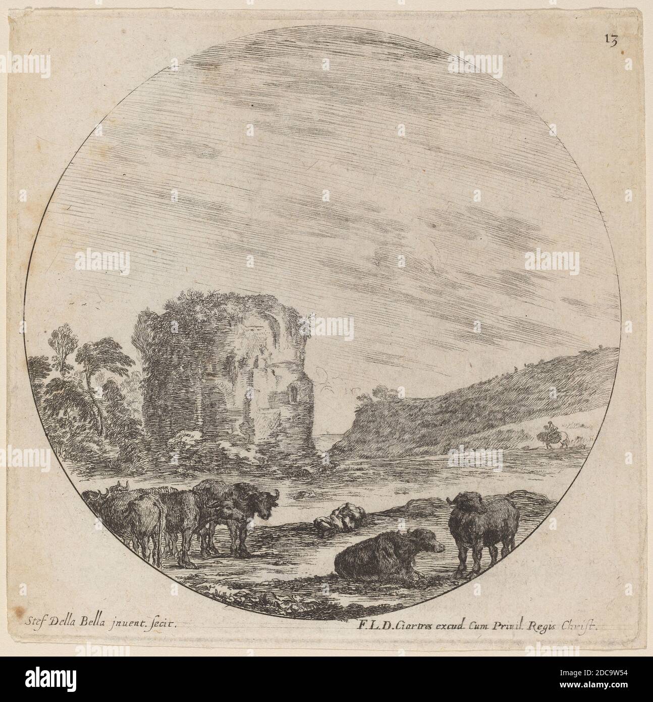 Stefano Della Bella, (artist), Florentine, 1610 - 1664, Landscape with ...