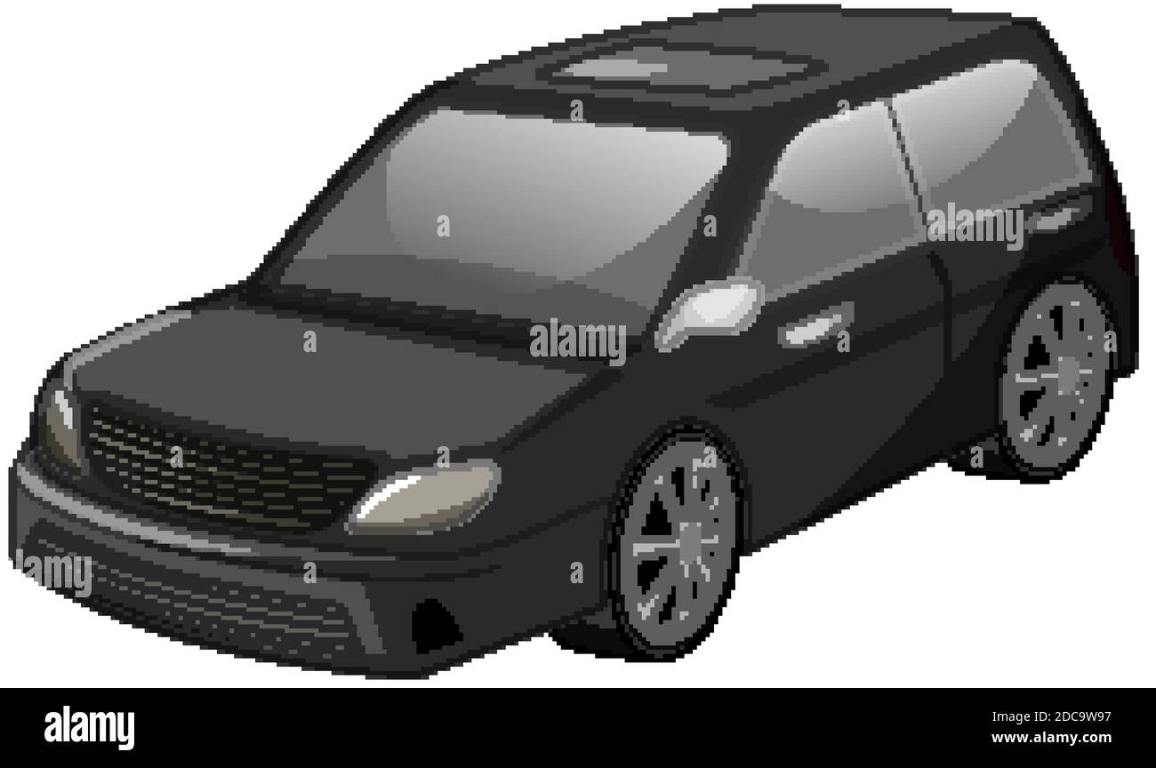 Black car cartoon style isolated on white background illustration Stock ...