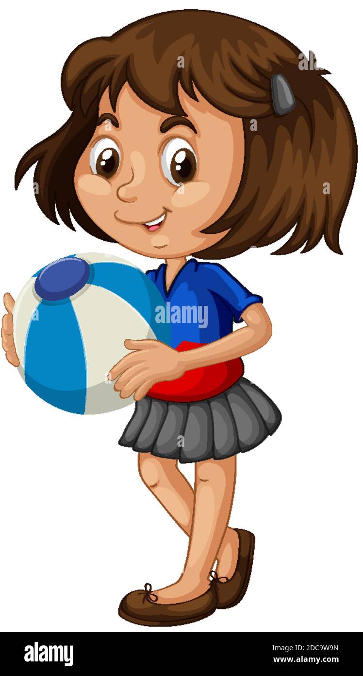 Asian girl holding color ball illustration Stock Vector Image & Art - Alamy