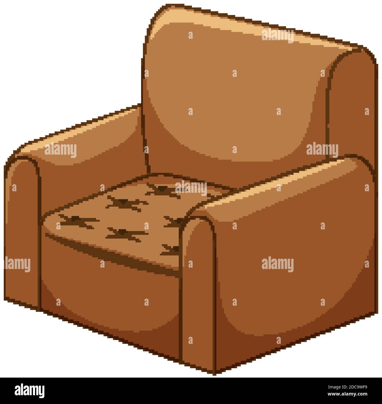 Brown sofa furniture isolated on white background illustration Stock ...