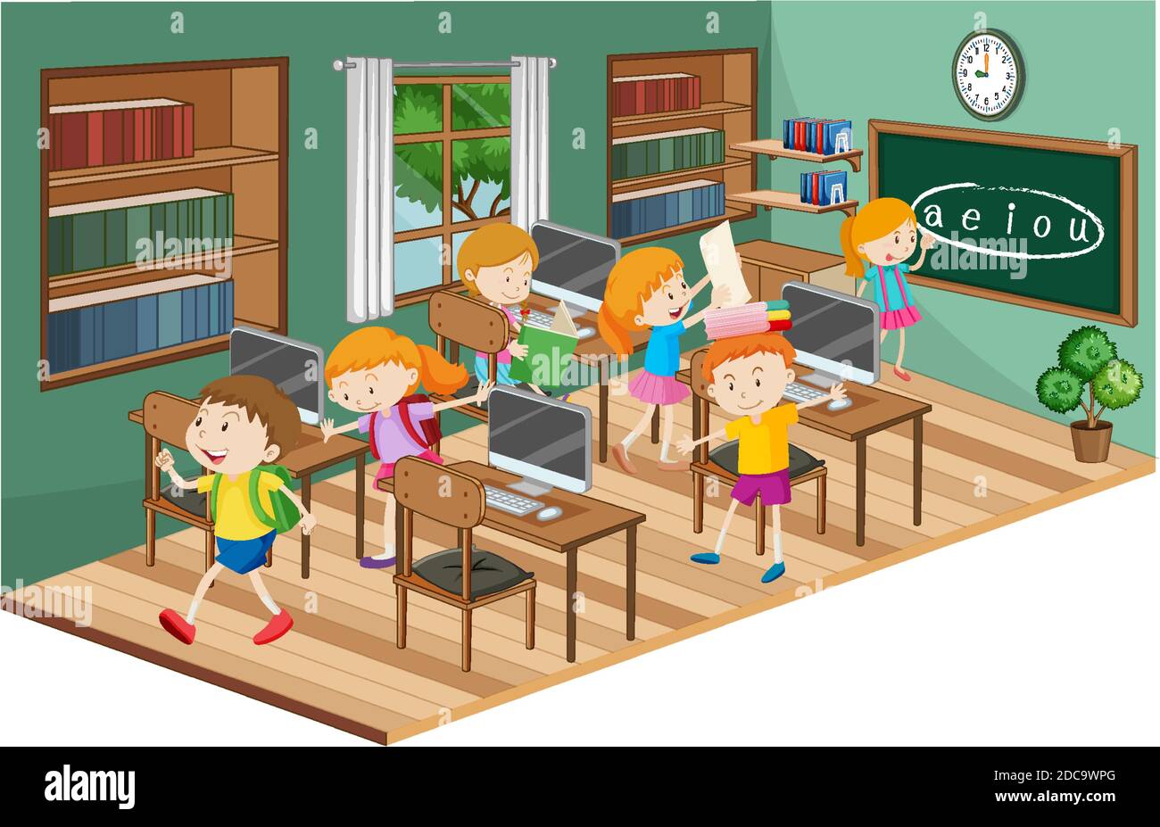 Classroom of computers Stock Vector Images - Alamy
