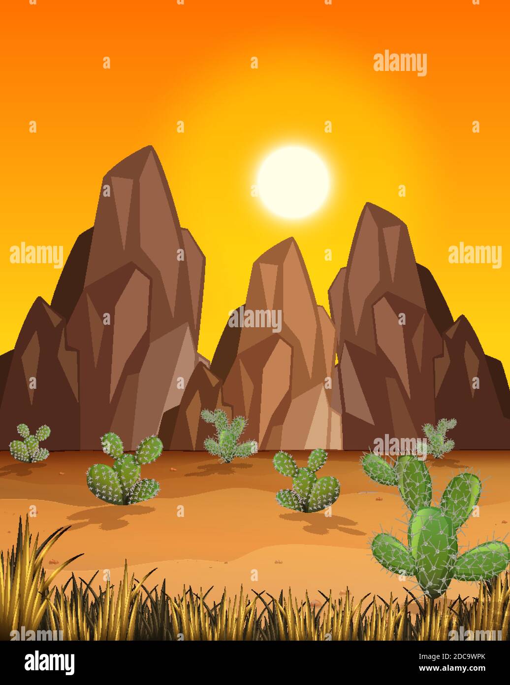 Wild desert landscape at daytime scene illustration Stock Vector Image ...