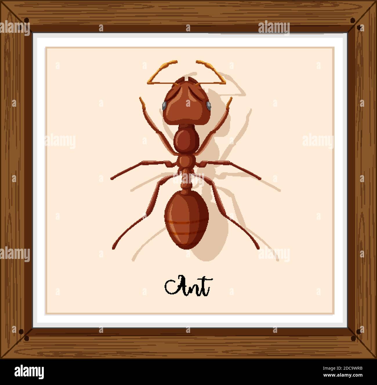 Working ant on on wooden frame illustration Stock Vector Image & Art ...