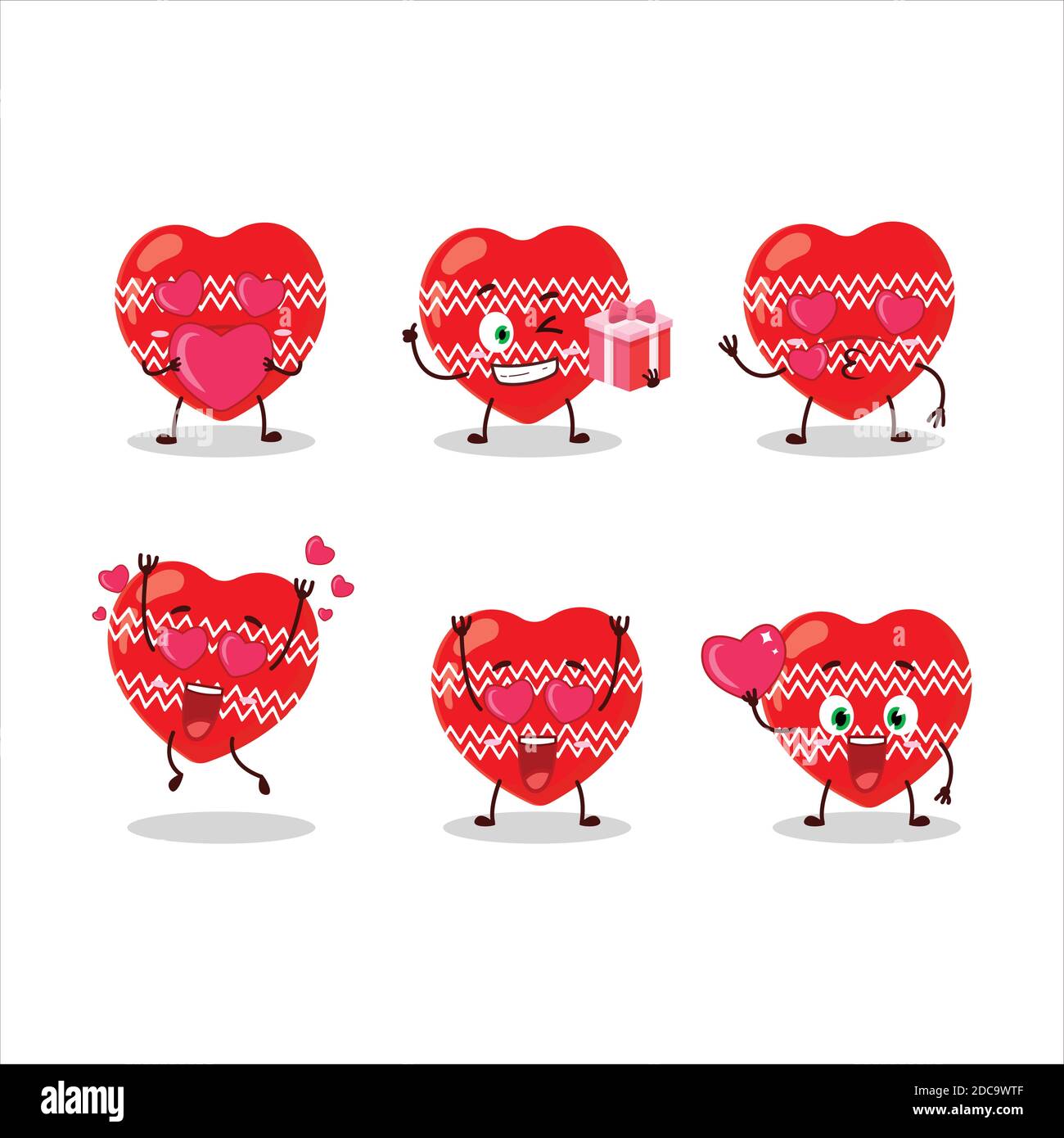 Love red christmas cartoon character with love cute emoticon. Vector ...