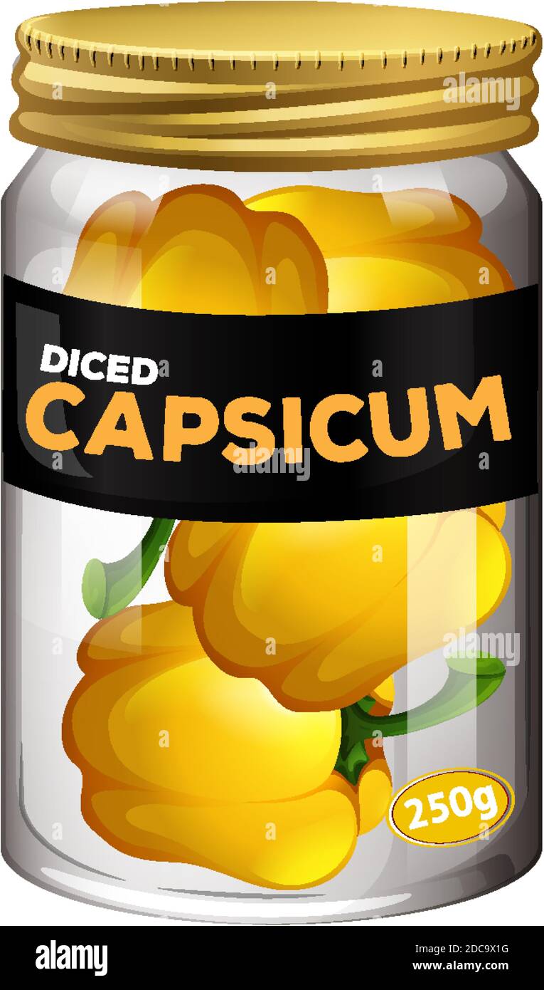 Diced capsicum preserve in glass jar illustration Stock Vector Image ...