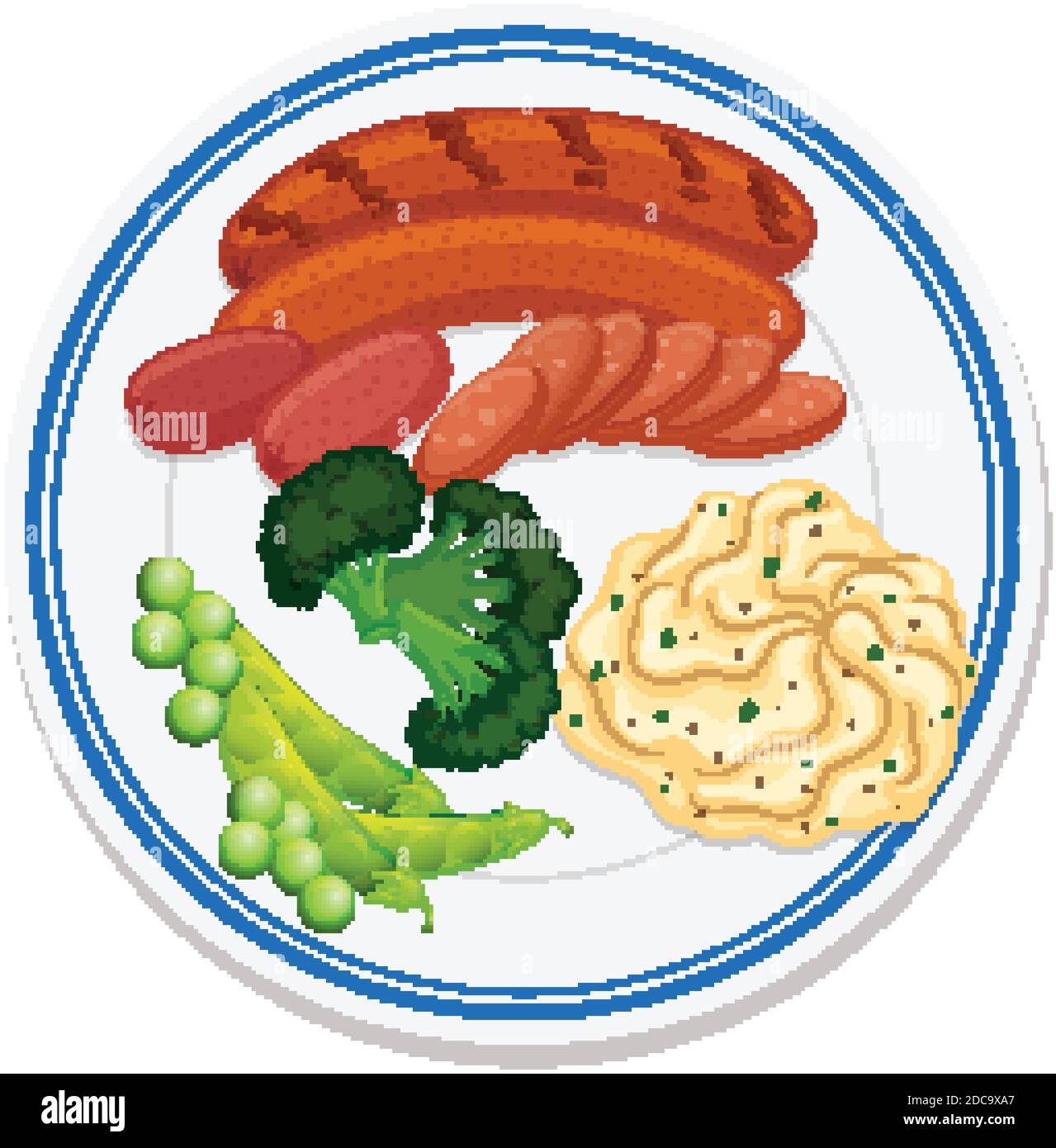 Cartoon Dinner Plate With Food