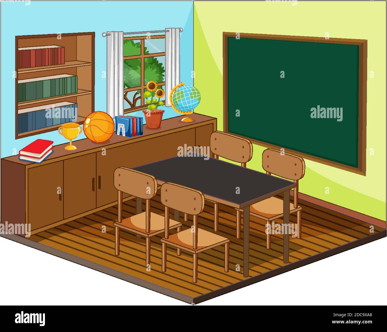Empty classroom interior with classroom elements illustration Stock ...