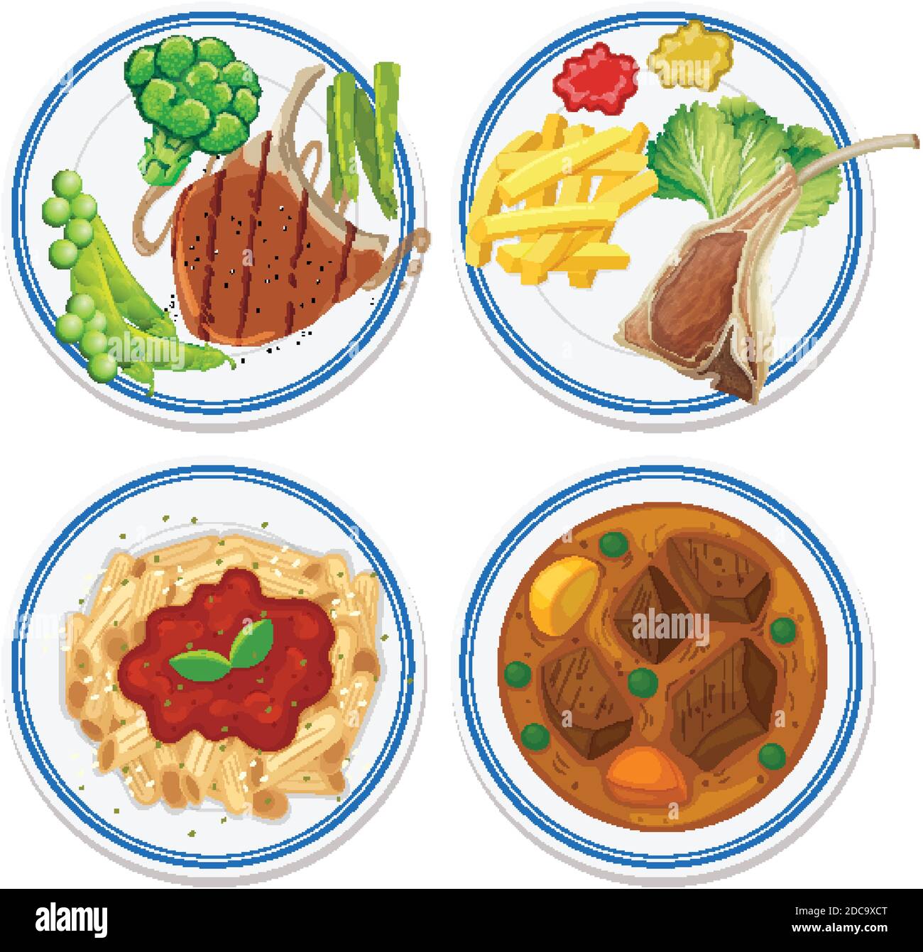 Food aerial view Stock Vector Images - Alamy