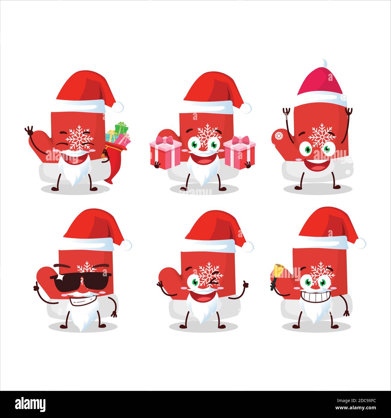 Santa Claus emoticons with new red gloves cartoon character. Vector ...