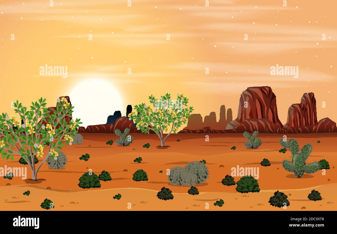 Wild desert landscape at daytime scene illustration Stock Vector Image ...