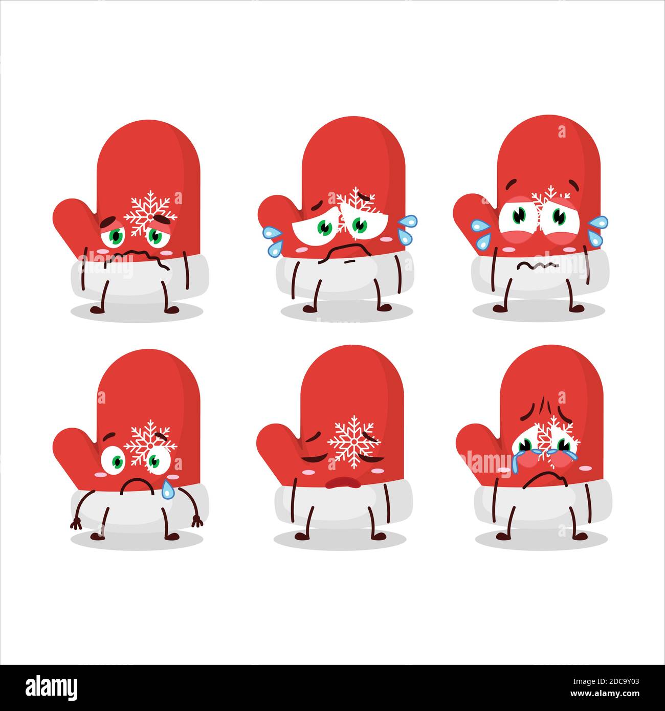 New red gloves cartoon character with sad expression. Vector ...