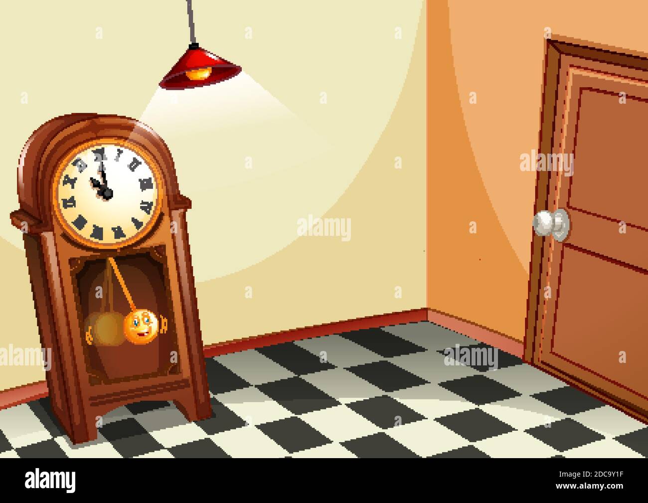 Vintage wooden clock icon cartoon hi-res stock photography and images ...