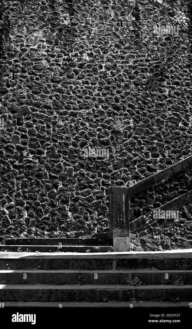 High stone wall Black and White Stock Photos & Images - Alamy