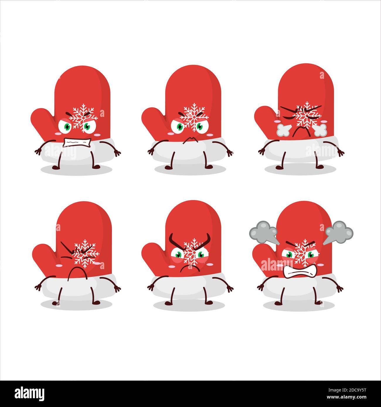 New red gloves cartoon character with various angry expressions. Vector ...