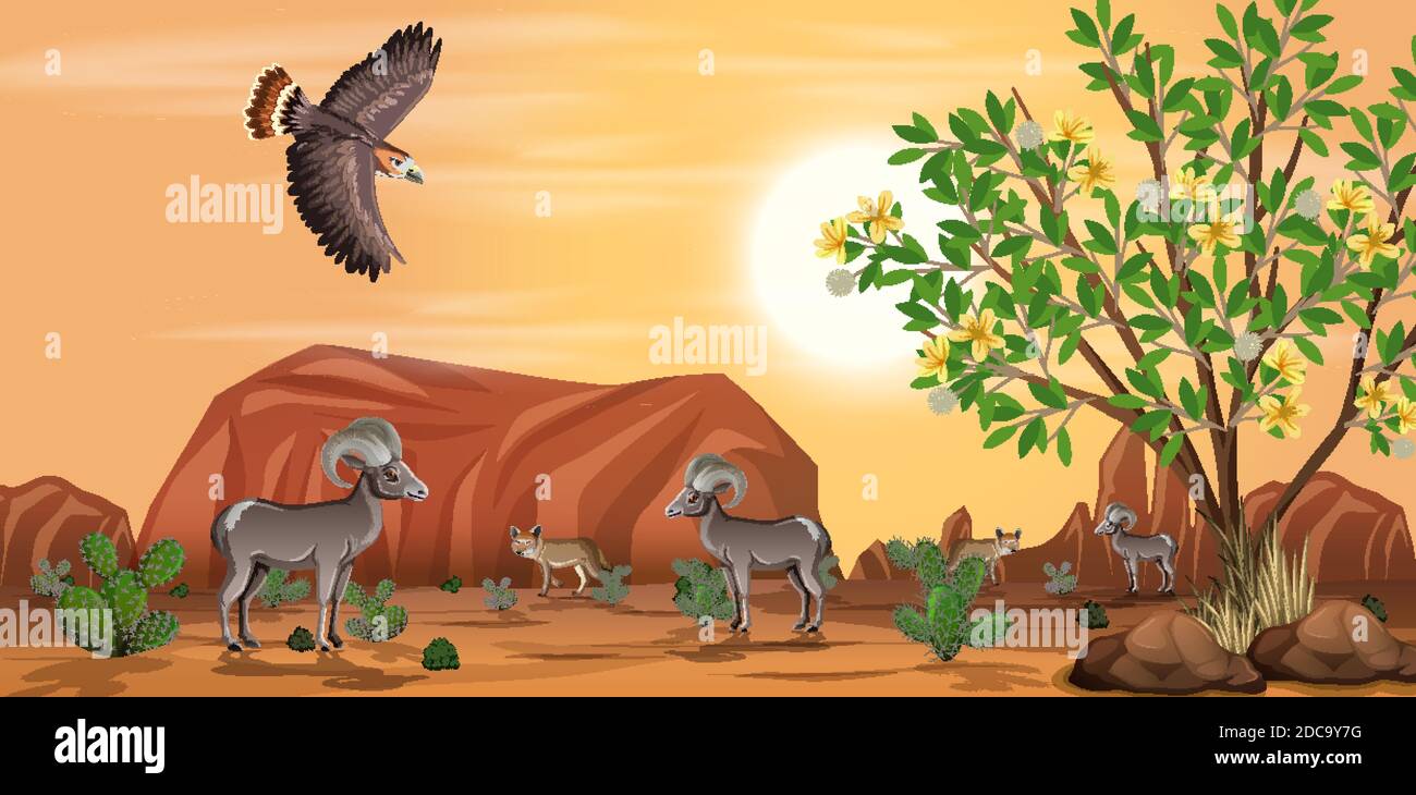 Wild desert landscape at daytime scene illustration Stock Vector Image ...