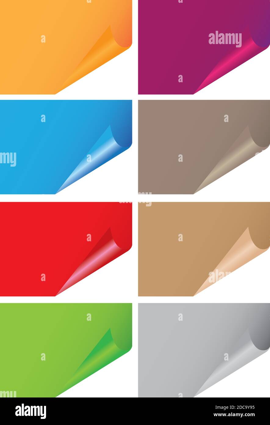 Vector illustration of papers with curve corner. Spaces for own copy ...