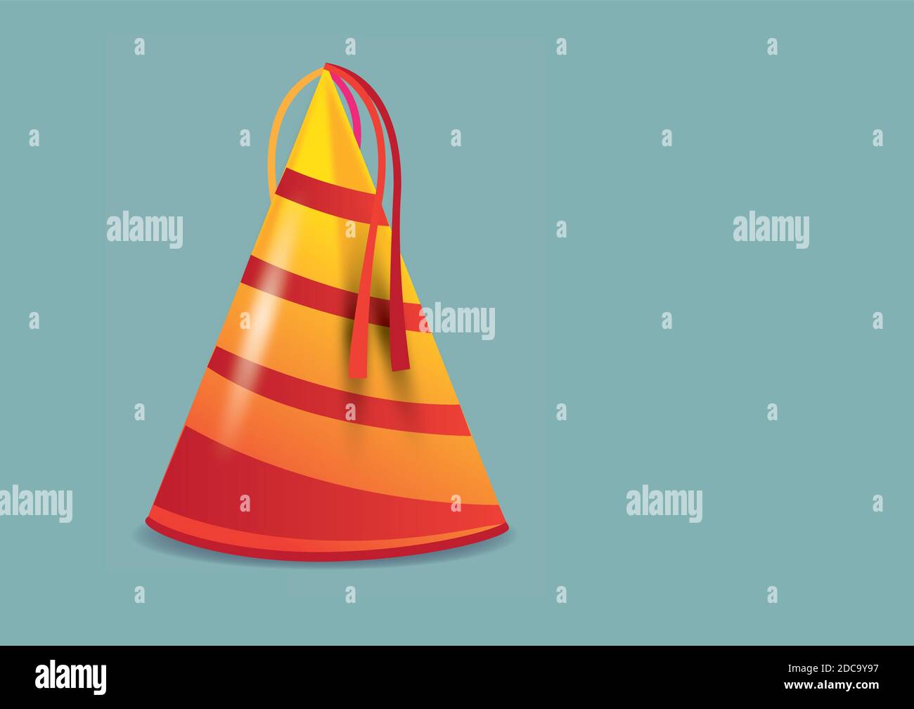 Vector illustration of a realistic looking party hat isolated on green ...