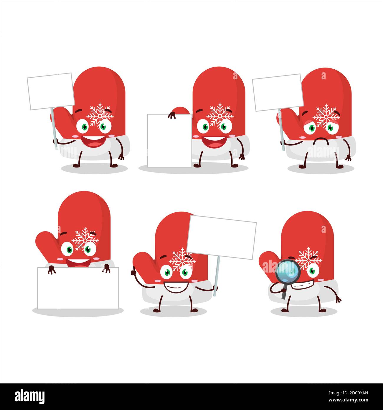 New red gloves cartoon character bring information board. Vector ...