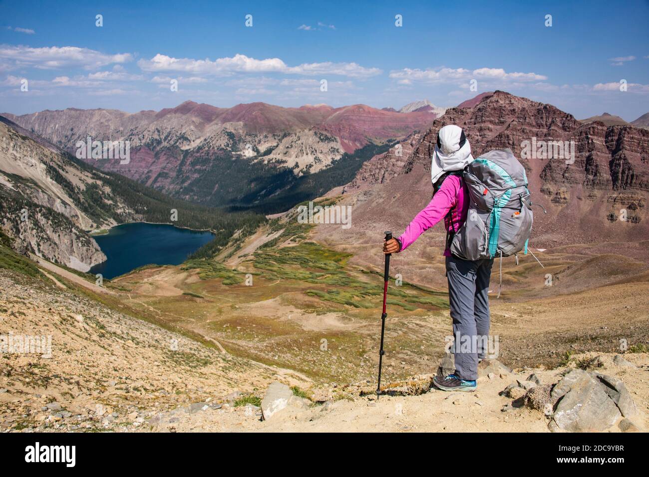 View of Snowmass Lake from Trailrider Pass on the Maroon Bells Loop ...