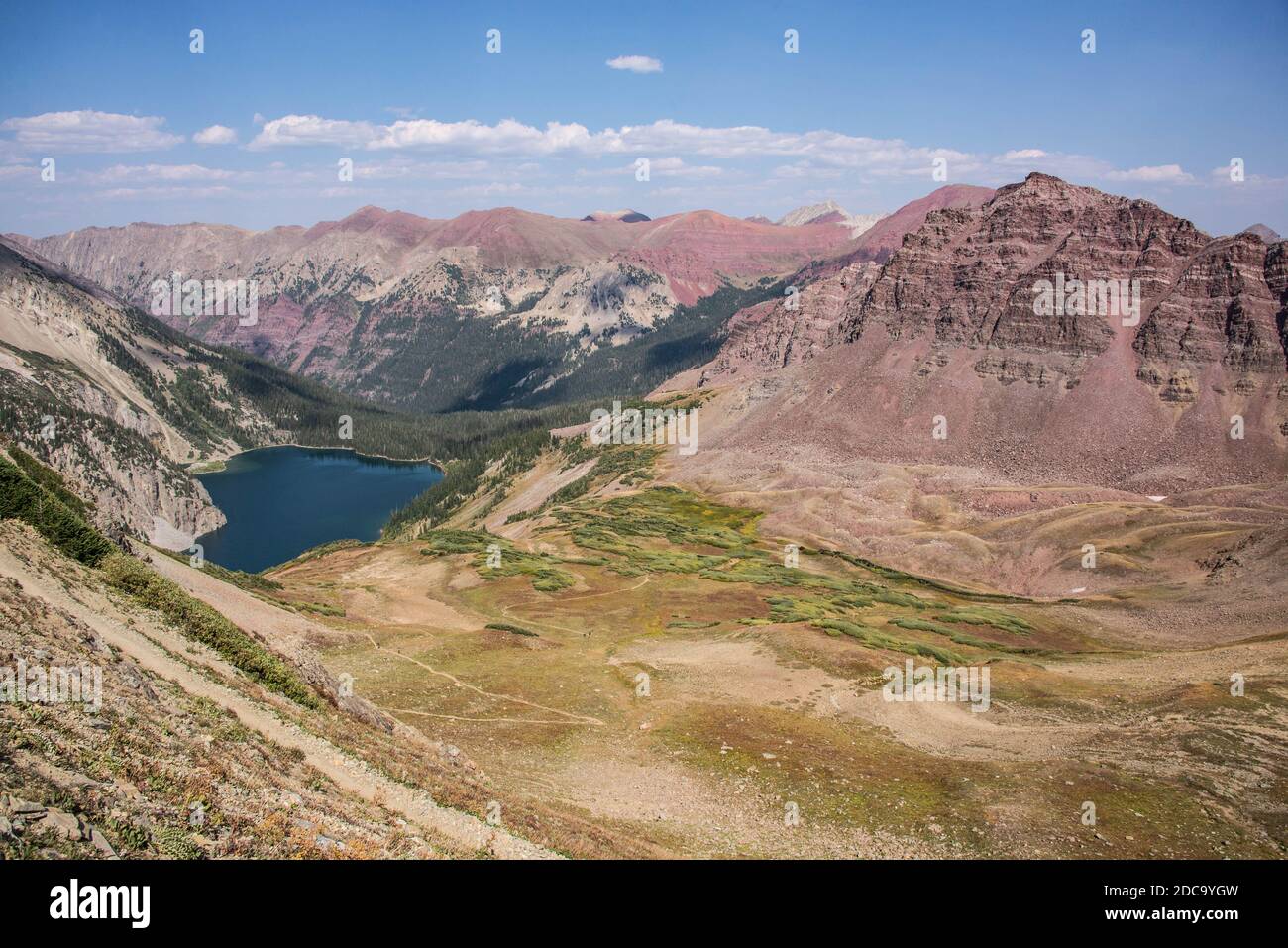 View of Snowmass Lake from Trailrider Pass on the Maroon Bells Loop ...