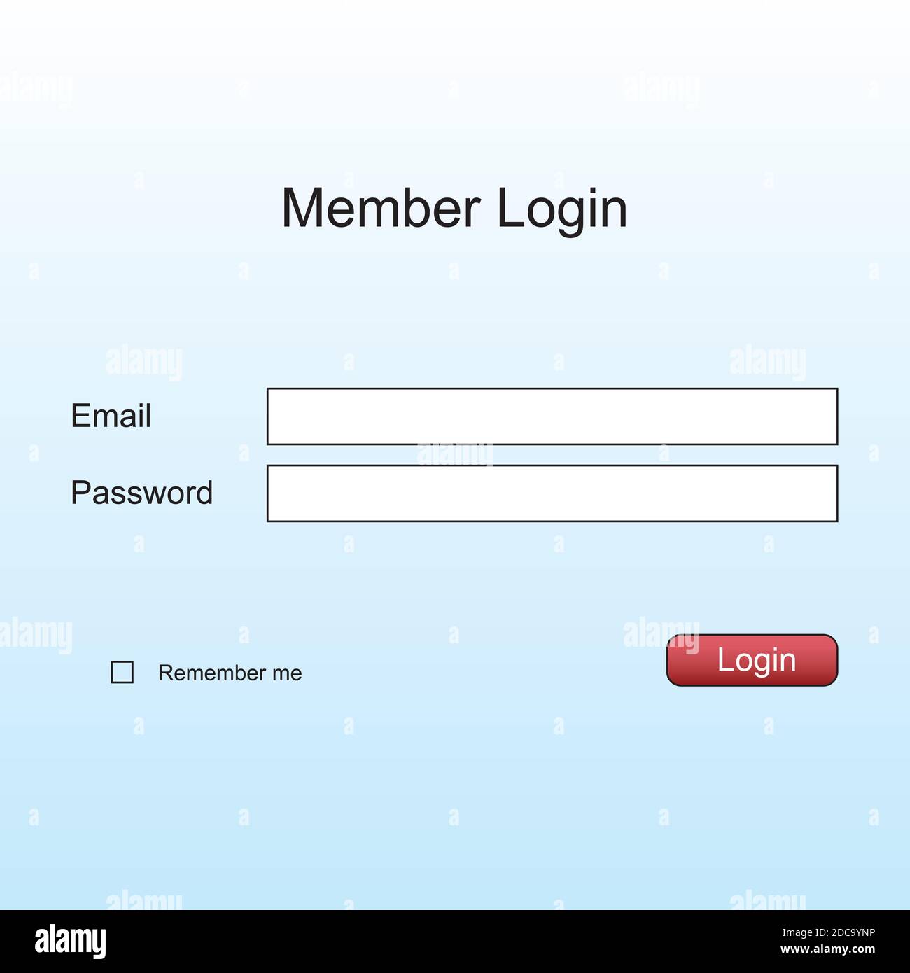Member login form page blanc interface template for website isolated ...