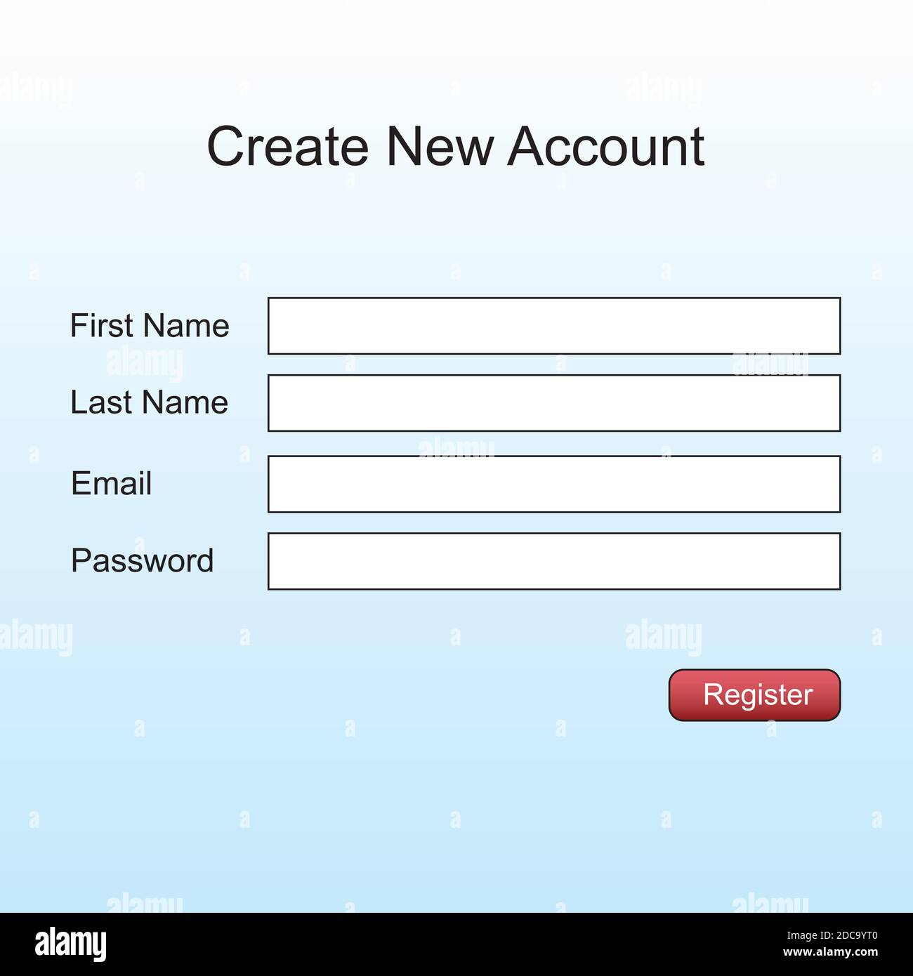 Registr form page blanc interface template for website isolated Stock ...