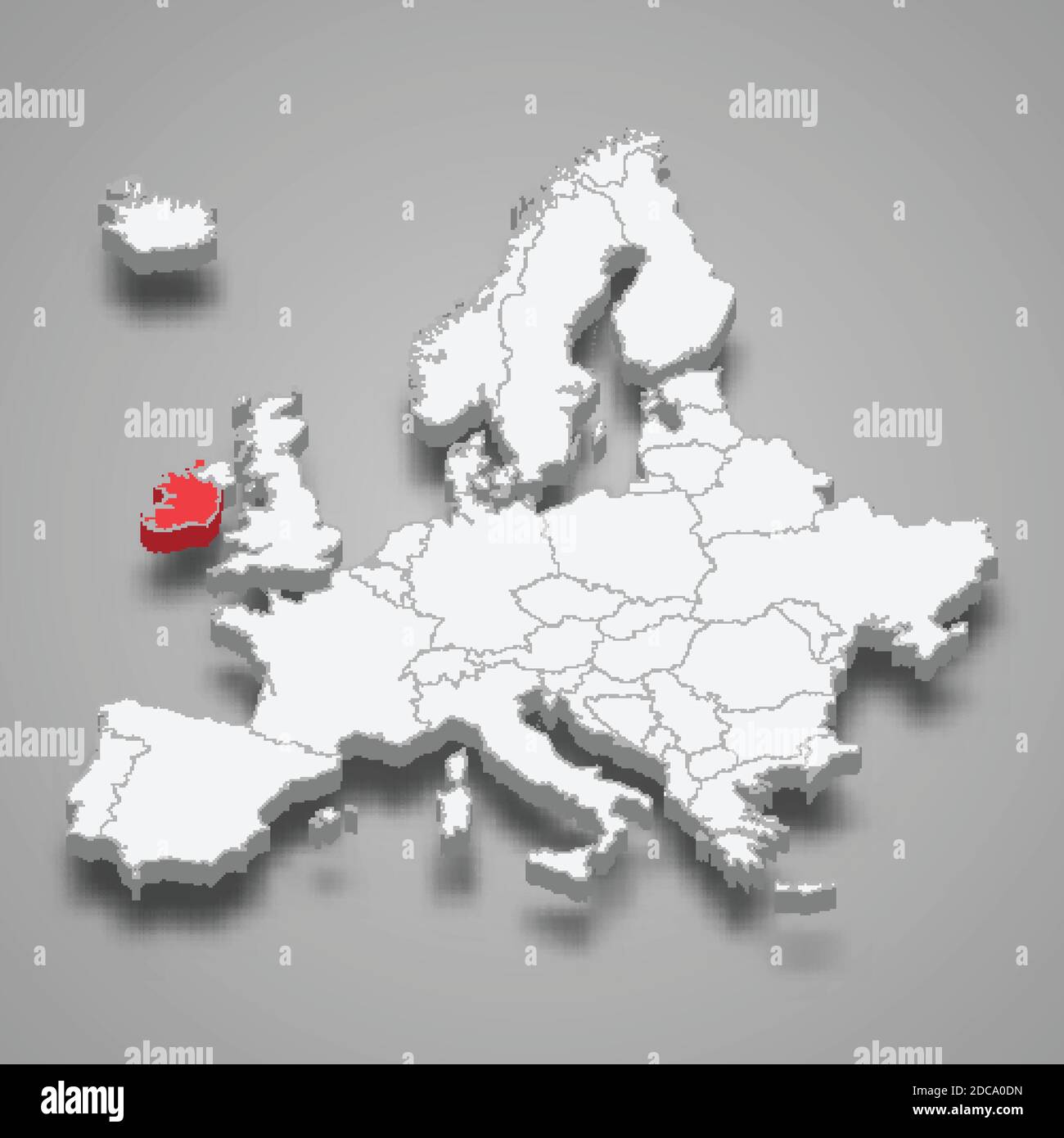 Ireland country location within Europe 3d isometric map Stock Vector ...